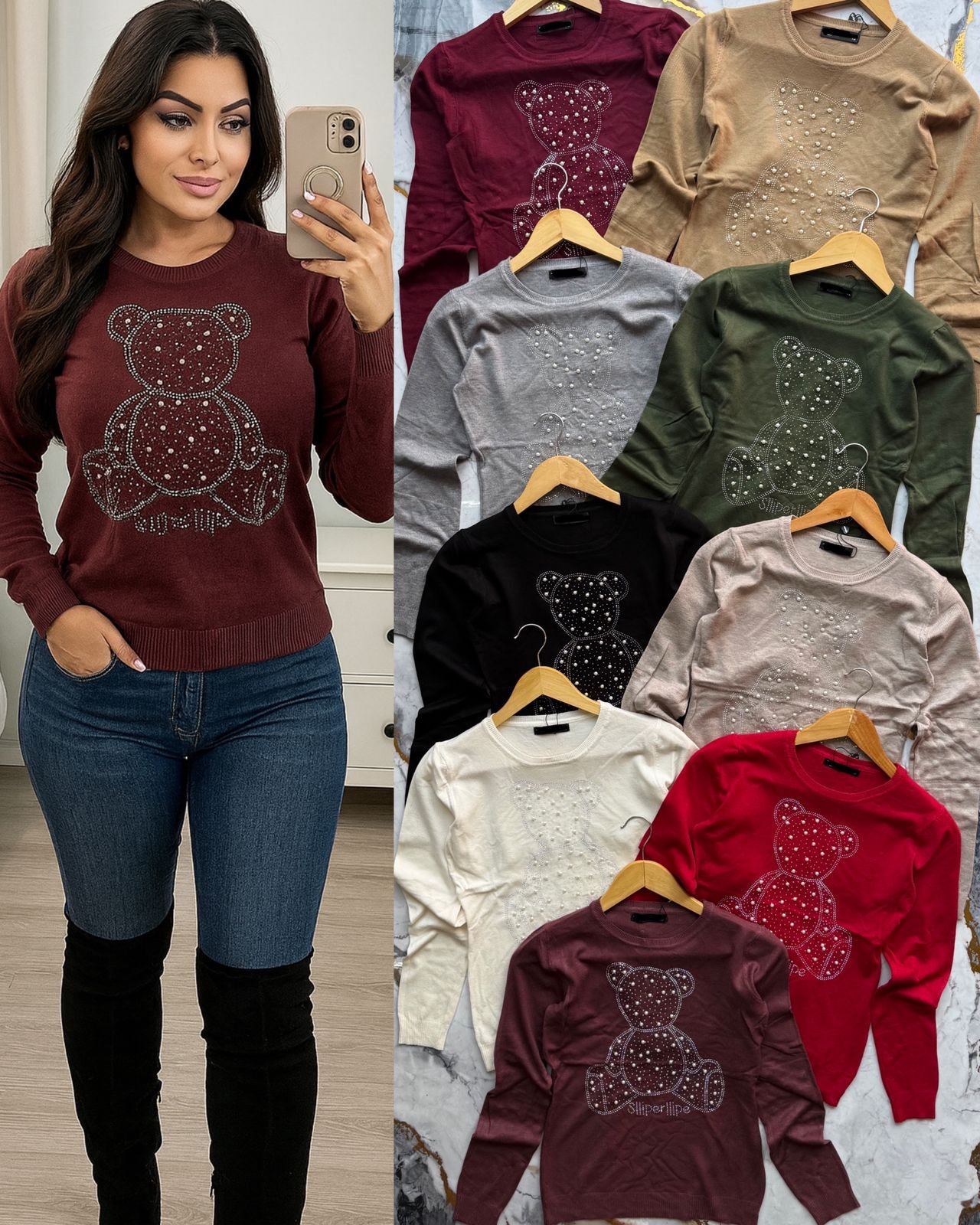 SUETER TEJIDO 3D OSITO PERLAS 19 – Moda para Nenis
